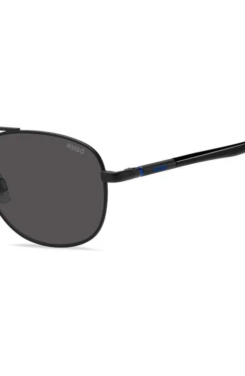 BOSS 56mm Aviator Sunglasses - Matte Black/grey