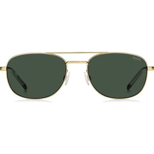BOSS 56mm Aviator Sunglasses - Matte Gold/green