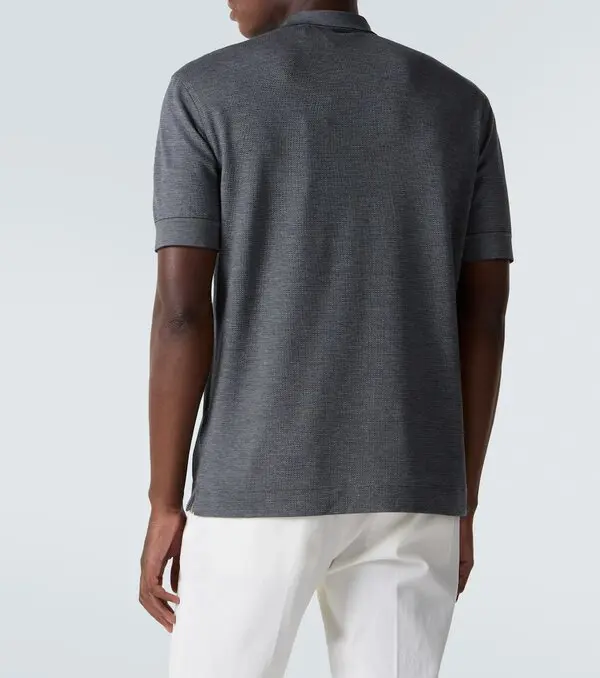 Zegna Cotton And Silk Piqué Polo Shirt - Grey