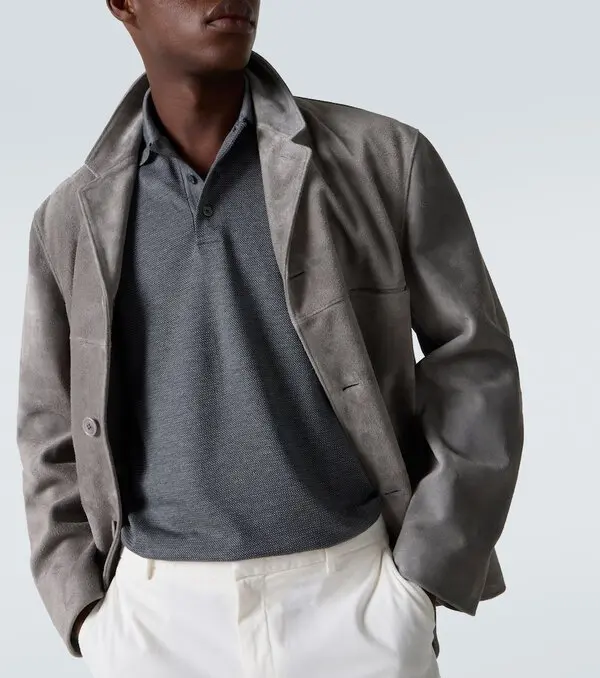 Zegna Cotton And Silk Piqué Polo Shirt - Grey