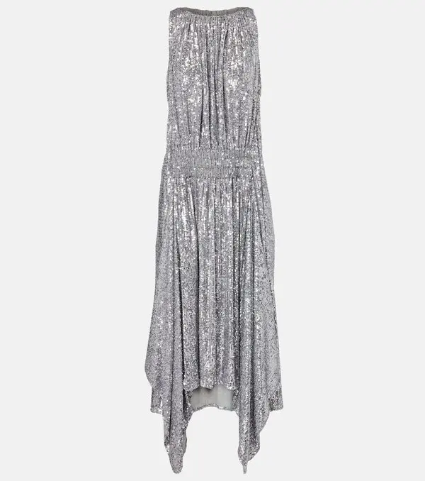 Rabanne Sequined Gathered Cocktail Dress