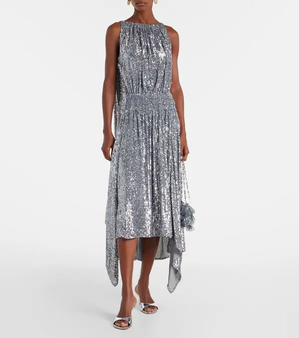 Rabanne Sequined Gathered Cocktail Dress