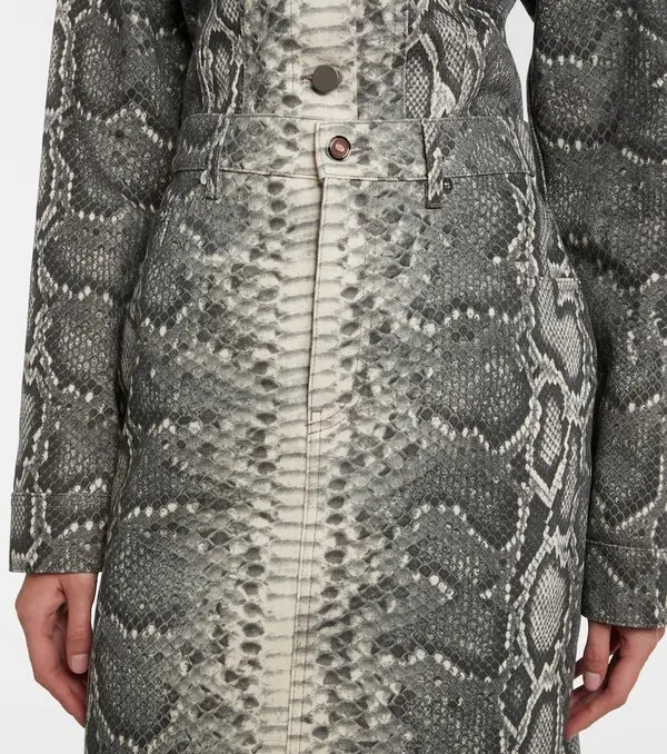 Gabriela Hearst Adelaide Snake-print Cotton Midi Skirt - Grey