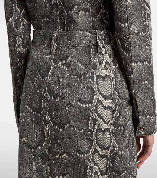 Gabriela Hearst Adelaide Snake-print Cotton Midi Skirt - Grey