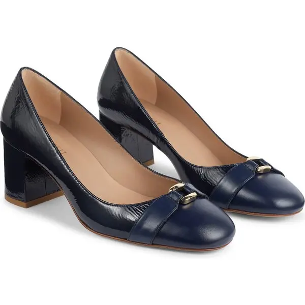 LK BENNETT Kate Leather Pumps - Navy