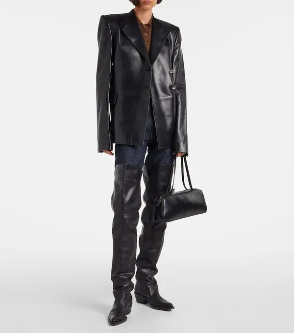 Khaite Simona Patent Leather Shoulder Bag - Black