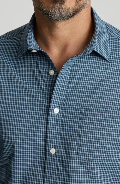 UNTUCKIT Delune Check Performance Button-up Shirt - Green Blue