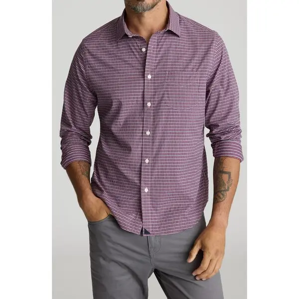 UNTUCKIT Delune Check Performance Button-up Shirt - Red Pink White