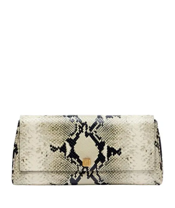 Khaite Audrey Snake-effect Leather Clutch - White
