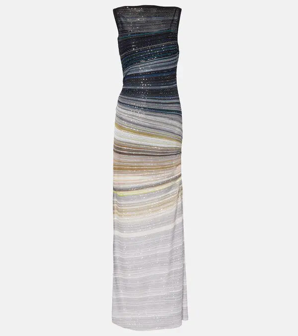 Missoni Sequined Striped Lamé Maxi Dress - Multicoloured