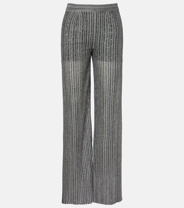 Missoni Sequined Lurex Palazzo Pants In Silver And Grey Tones - Metallic