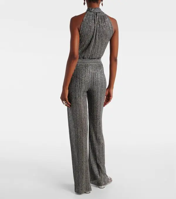 Missoni Sequined Lurex Palazzo Pants In Silver And Grey Tones - Metallic