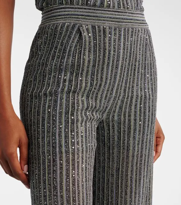 Missoni Sequined Lurex Palazzo Pants In Silver And Grey Tones - Metallic