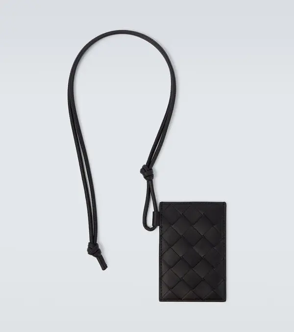 Bottega Veneta Intrecciato Leather Luggage Tag - Black