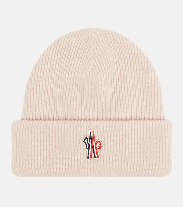 Moncler Logo Virgin Wool Beanie - Pink