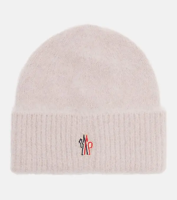 Moncler Logo Alpaca Wool-blend Beanie - Pink