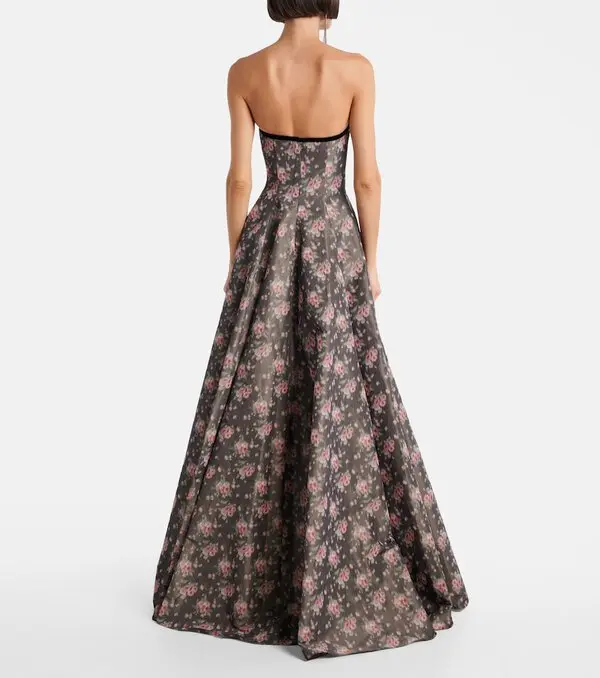 MARKARIAN Laila Floral Taffeta Corset Gown