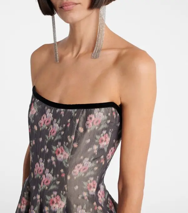 MARKARIAN Laila Floral Taffeta Corset Gown