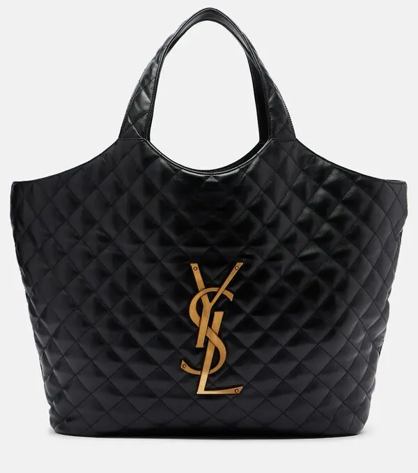 Saint Laurent Maxi Leather Shopper Tote - Black