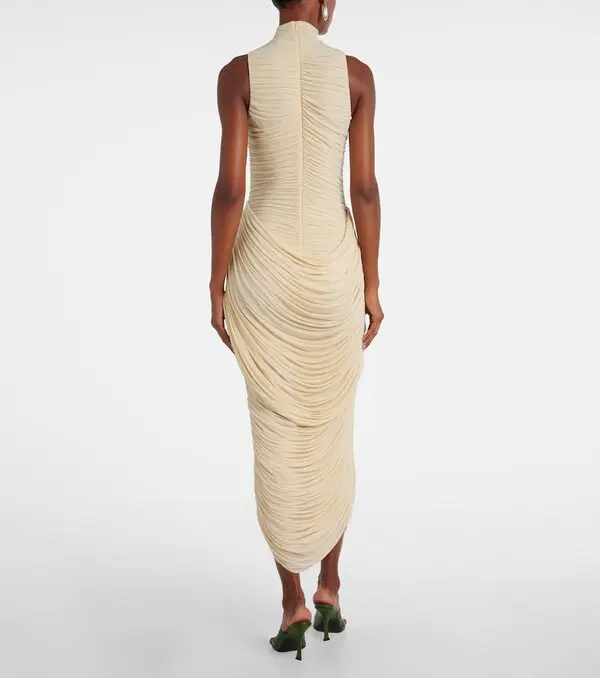 Magda Butrym Floral-appliqué Draped Ruched Gown - Beige