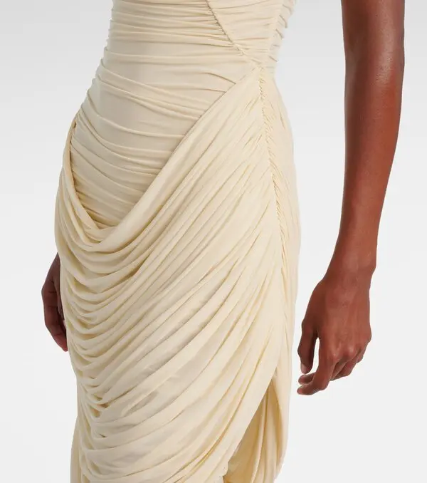 Magda Butrym Floral-appliqué Draped Ruched Gown - Beige