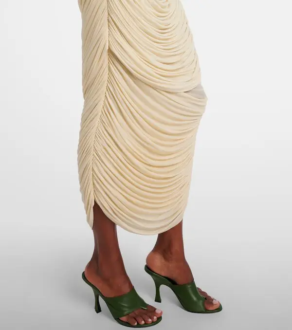 Magda Butrym Floral-appliqué Draped Ruched Gown - Beige