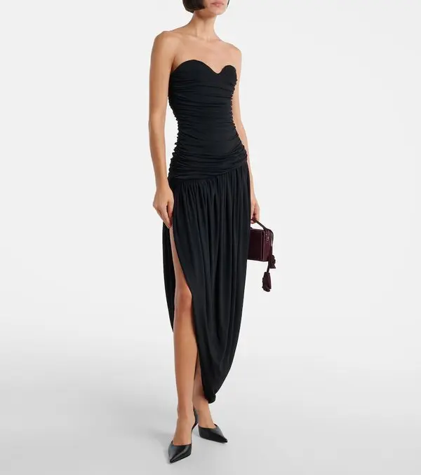 Magda Butrym Ruched Asymmetric Draped Midi Dress