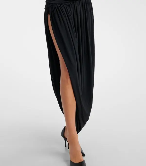 Magda Butrym Ruched Asymmetric Draped Midi Dress