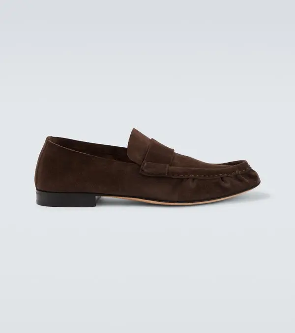 THE ROW Suede Penny Loafers - Brown