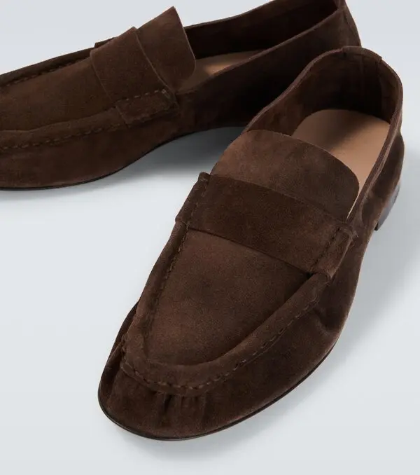 THE ROW Suede Penny Loafers - Brown