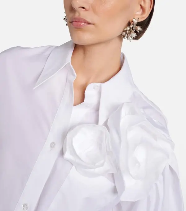 Simone Rocha Floral Faux Pearls Hoop Earrings