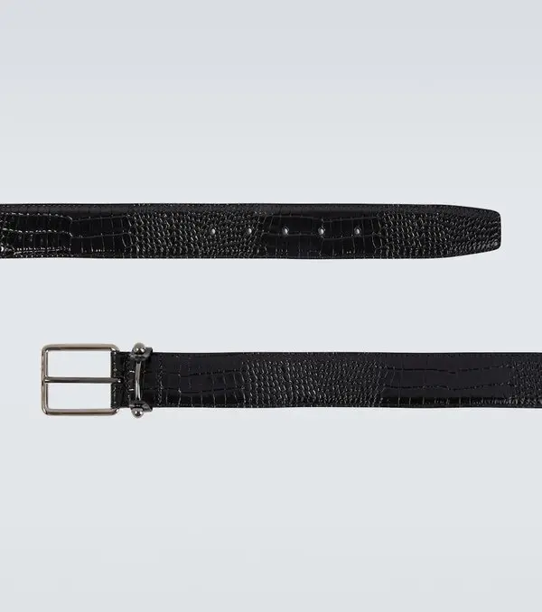 CHRISTIAN LOUBOUTIN Croc-effect Leather Belt