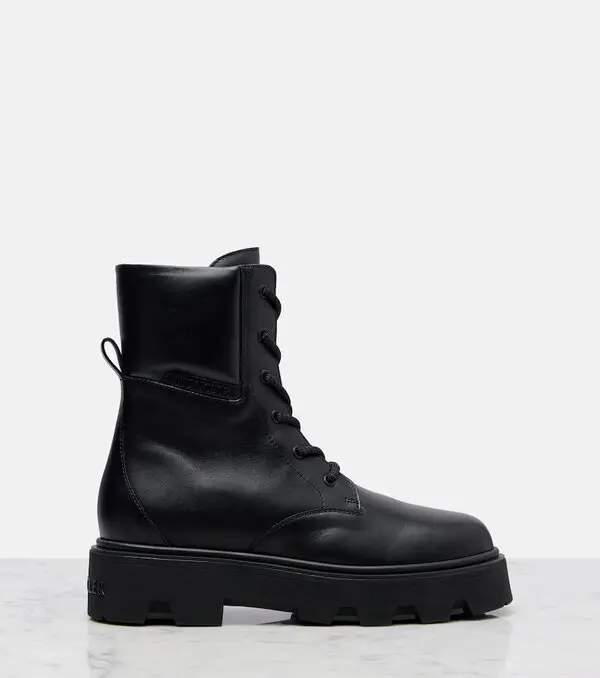 Moncler Aurea Leather Combat Boots