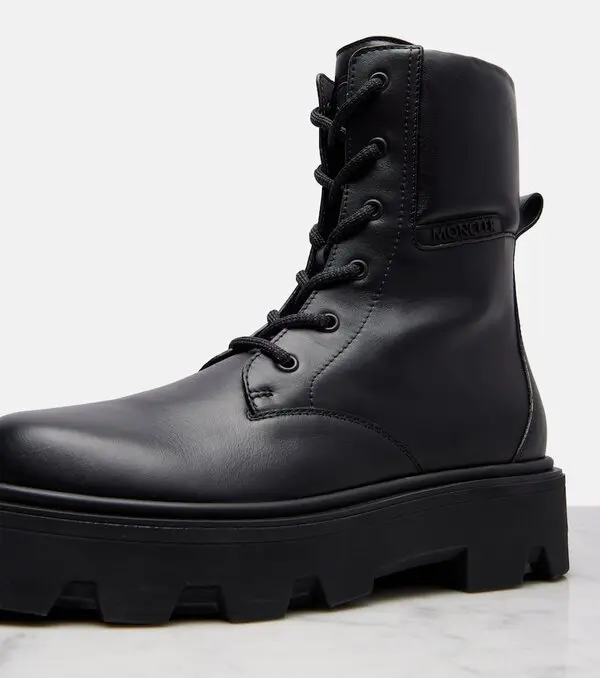 Moncler Aurea Leather Combat Boots