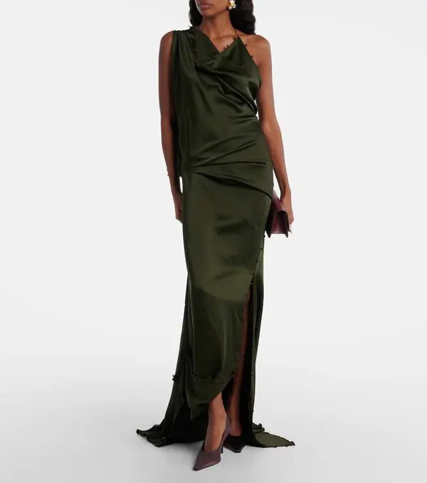 Victoria Beckham Satin Green Dresses | Editorialist