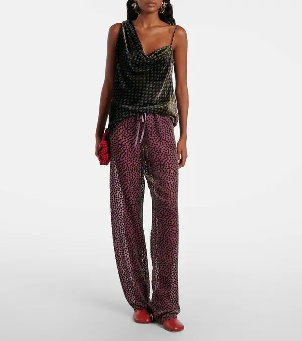 Dries Van Noten Draped Printed Velvet Top