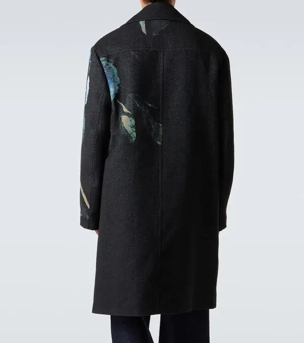 Dries Van Noten Double-breasted Printed Jacquard Coat