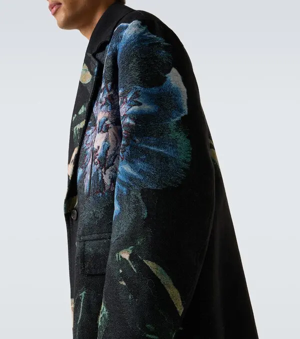 Dries Van Noten Double-breasted Printed Jacquard Coat