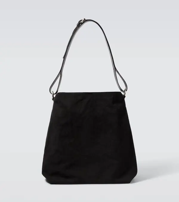 Dries Van Noten Leather-trimmed Canvas Shoulder Bag - Black