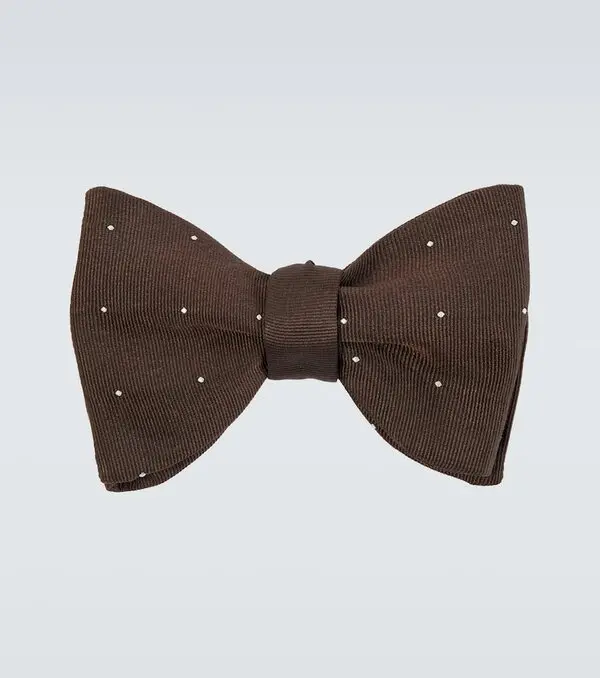 Dunhill Polka-dot Silk Bow Tie - Brown