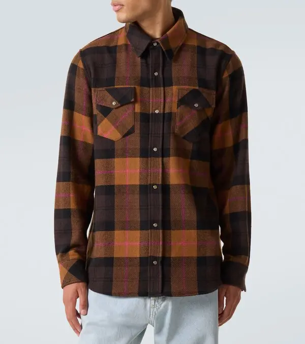 GOD'S TRUE CASHMERE Plaid Cashmere Shirt With Sunstone - Brown
