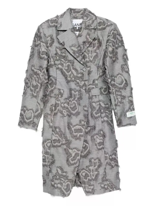 GANNI Frayed Cloud-print Coat