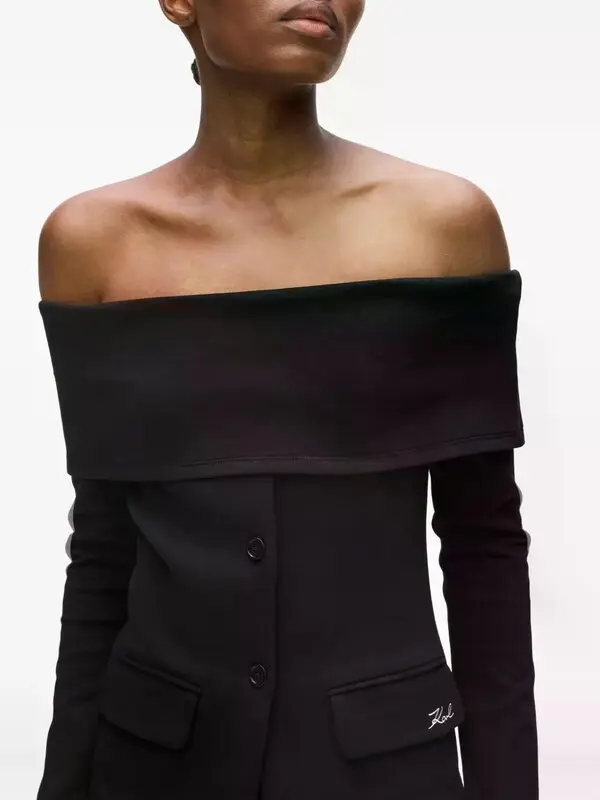 Karl Lagerfeld Off-shoulder Buttoned Top