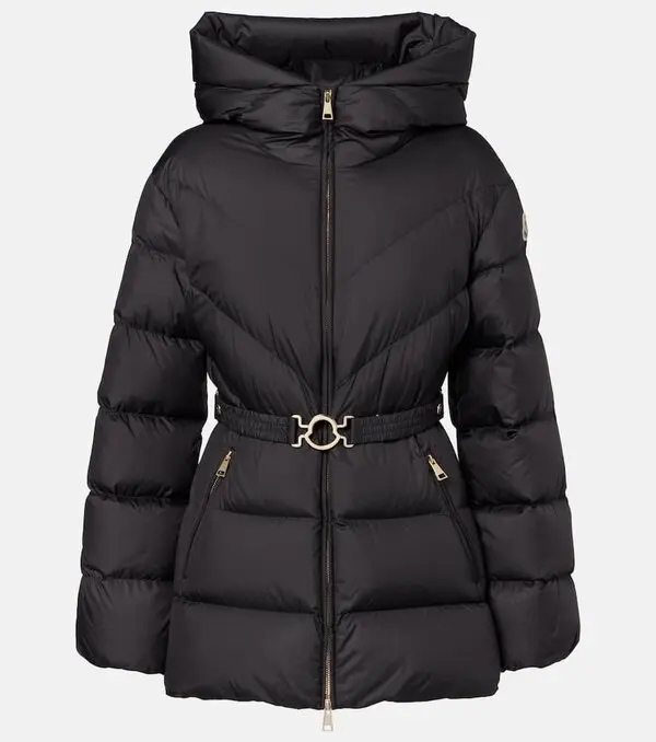 Moncler Brosse Belted Hooded Down Jacket