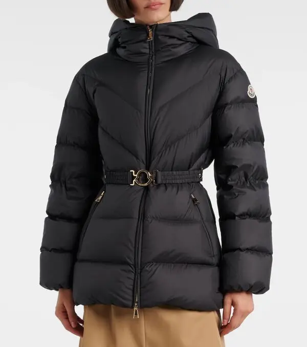 Moncler Brosse Belted Hooded Down Jacket