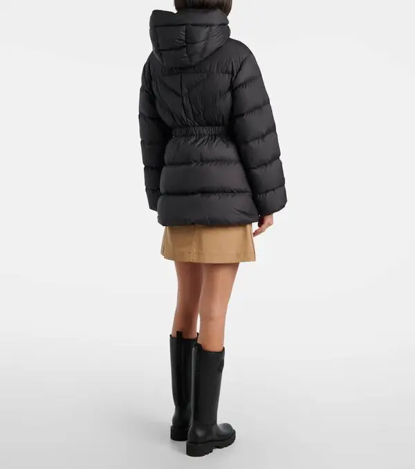 Moncler Brosse Belted Hooded Down Jacket