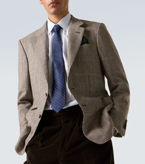 Dunhill Checked Wool And Cashmere Blazer