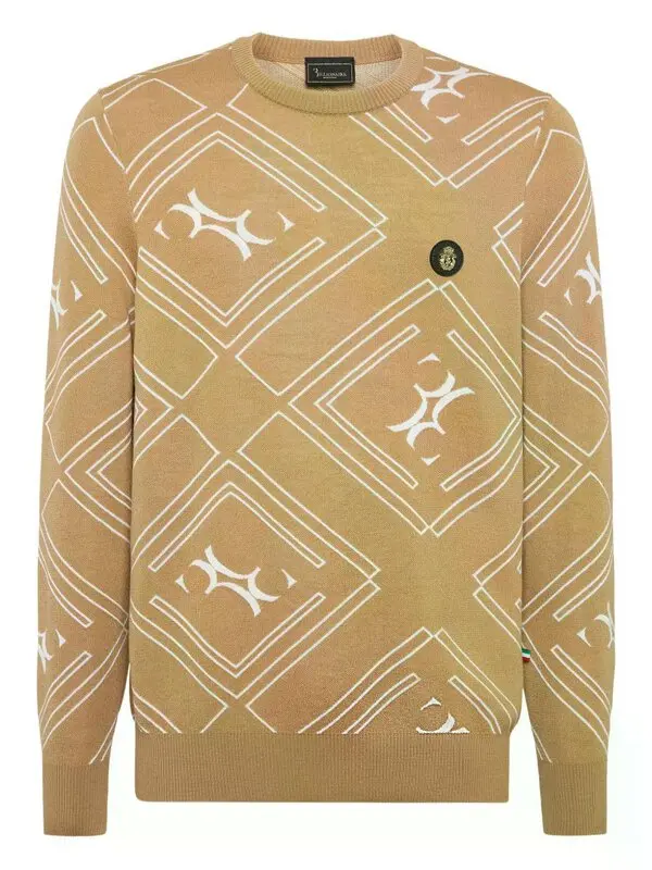 BILLIONAIRE Geometric-pattern Wool Pullover