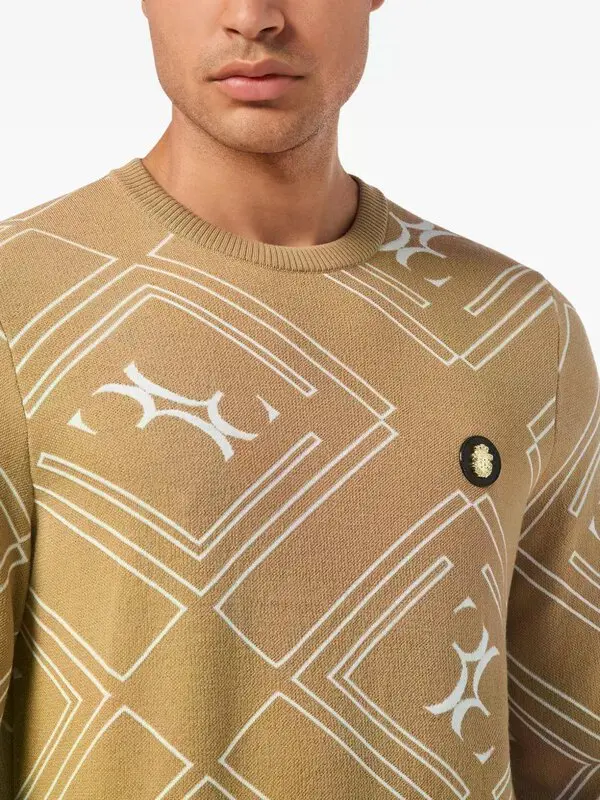BILLIONAIRE Geometric-pattern Wool Pullover