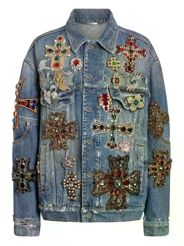 Dolce & Gabbana Embellished Denim Jacket - Blue